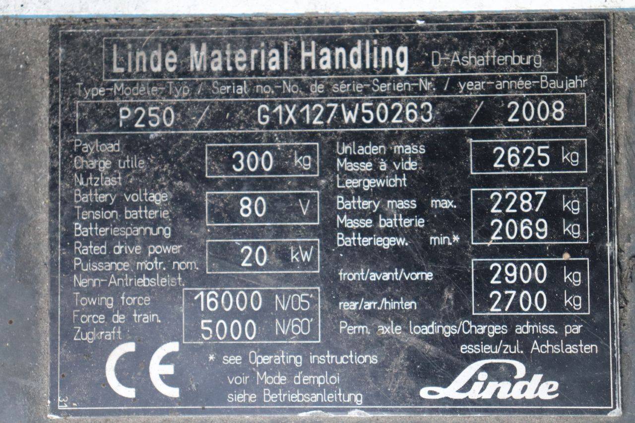 Elektrische trekker Linde P250 Elektrisch 20kW 2008 veiling