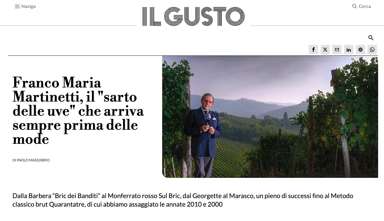 Il sarto delle uve monferrine: Franco Maria Martinetti