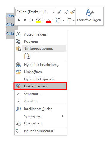 Word hyperlinks im ganzen dokument entfernen [2025]