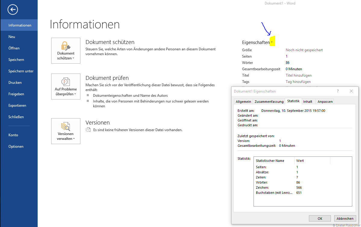 Anzahl zeichen in word dokument [2025]