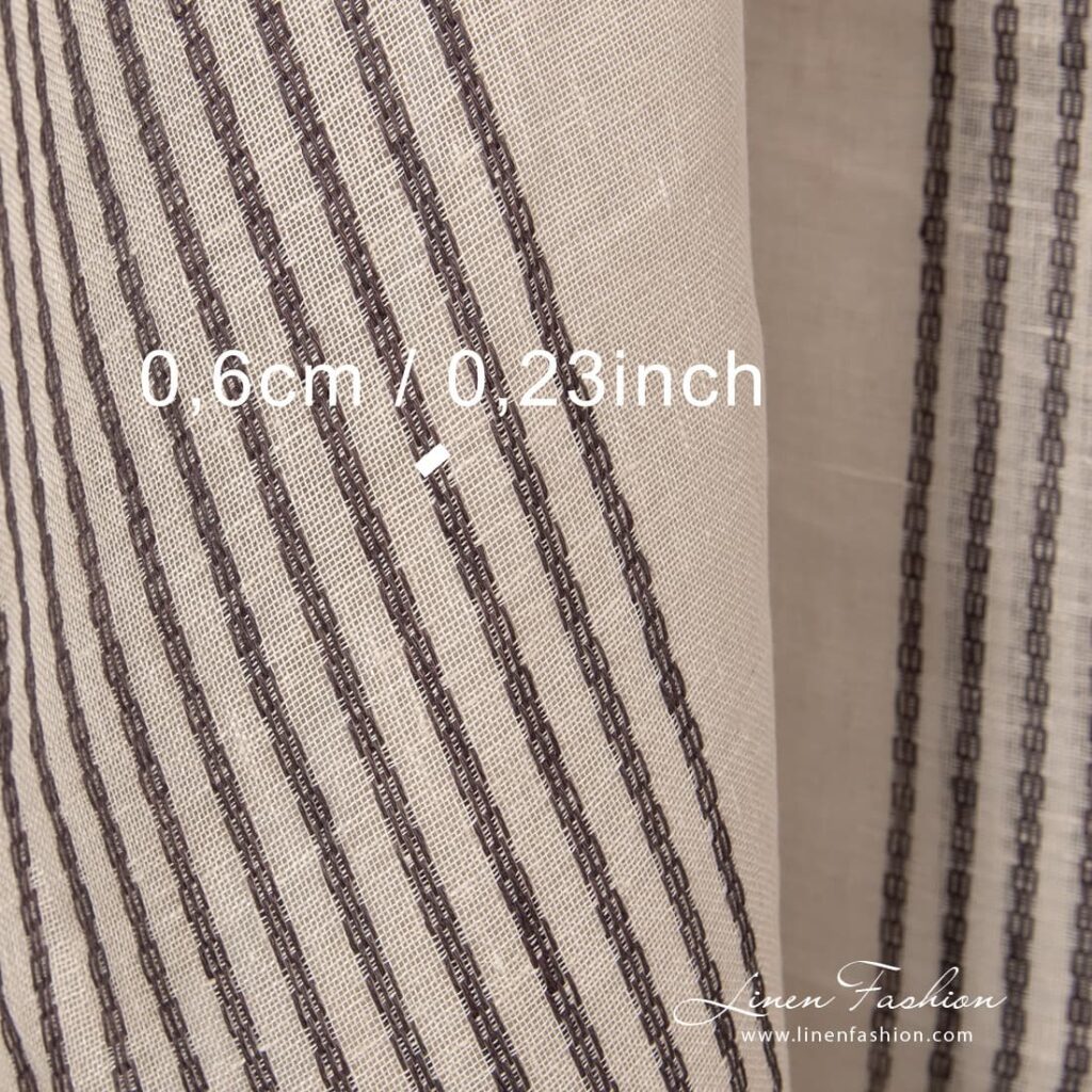 Tissu De Lin Beige à Rayures | Maison De Lin