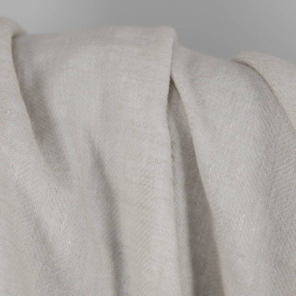 Tissu En Laine De Lin Lavée Beige à Chevrons | Maison De Lin