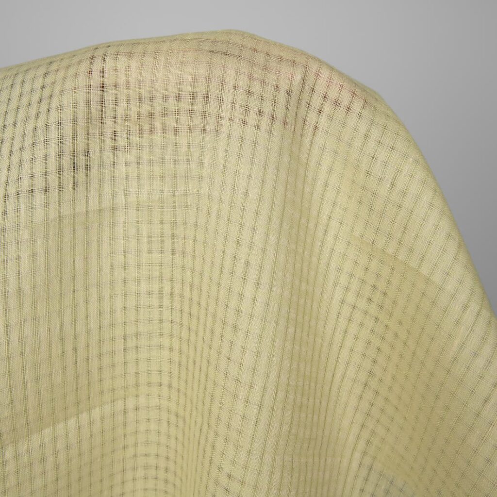 Tissu De Lin à Carreaux Transparents Jaune Verdâtre Pâle | Maison De Lin