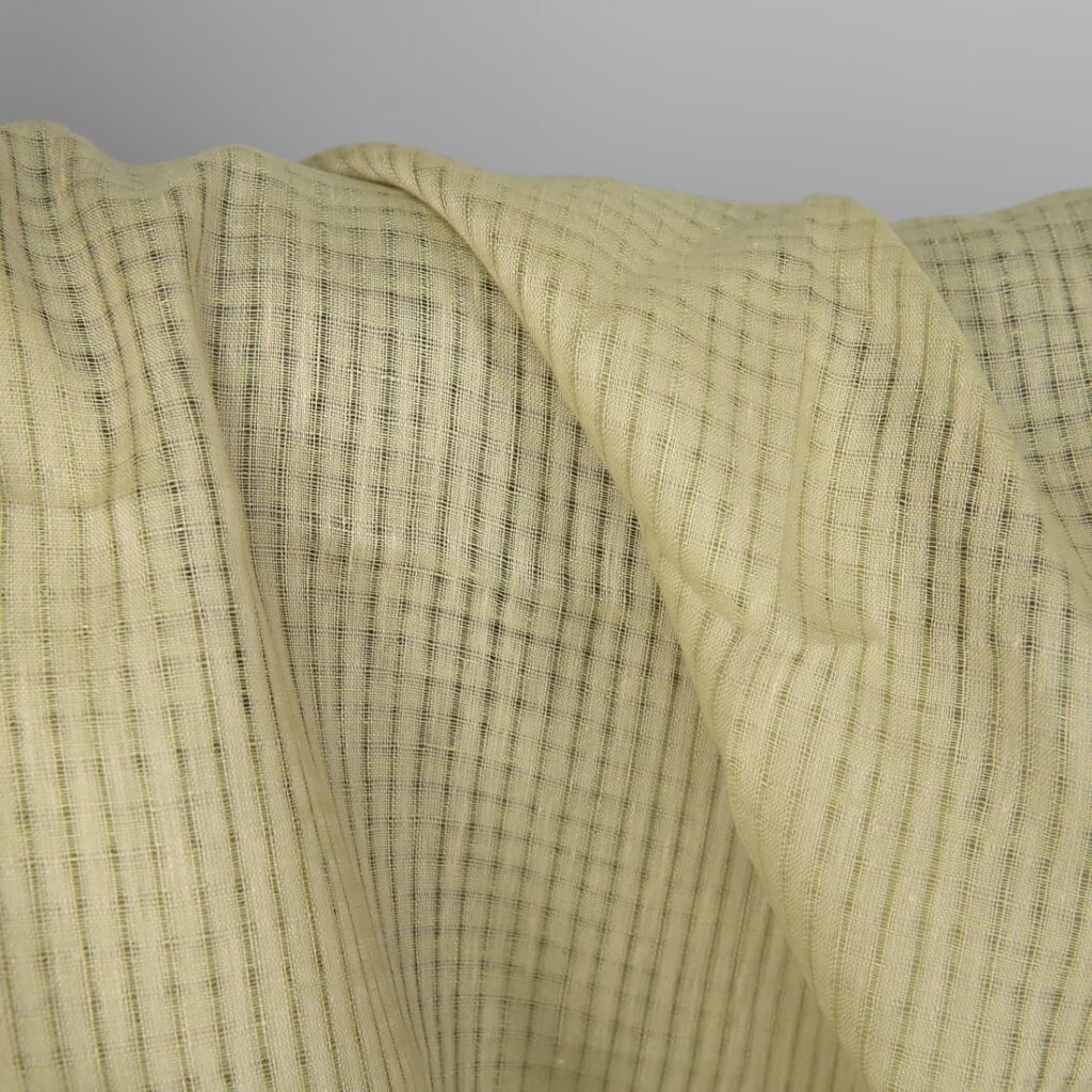 Tissu De Lin à Carreaux Transparents Jaune Verdâtre Pâle | Maison De Lin