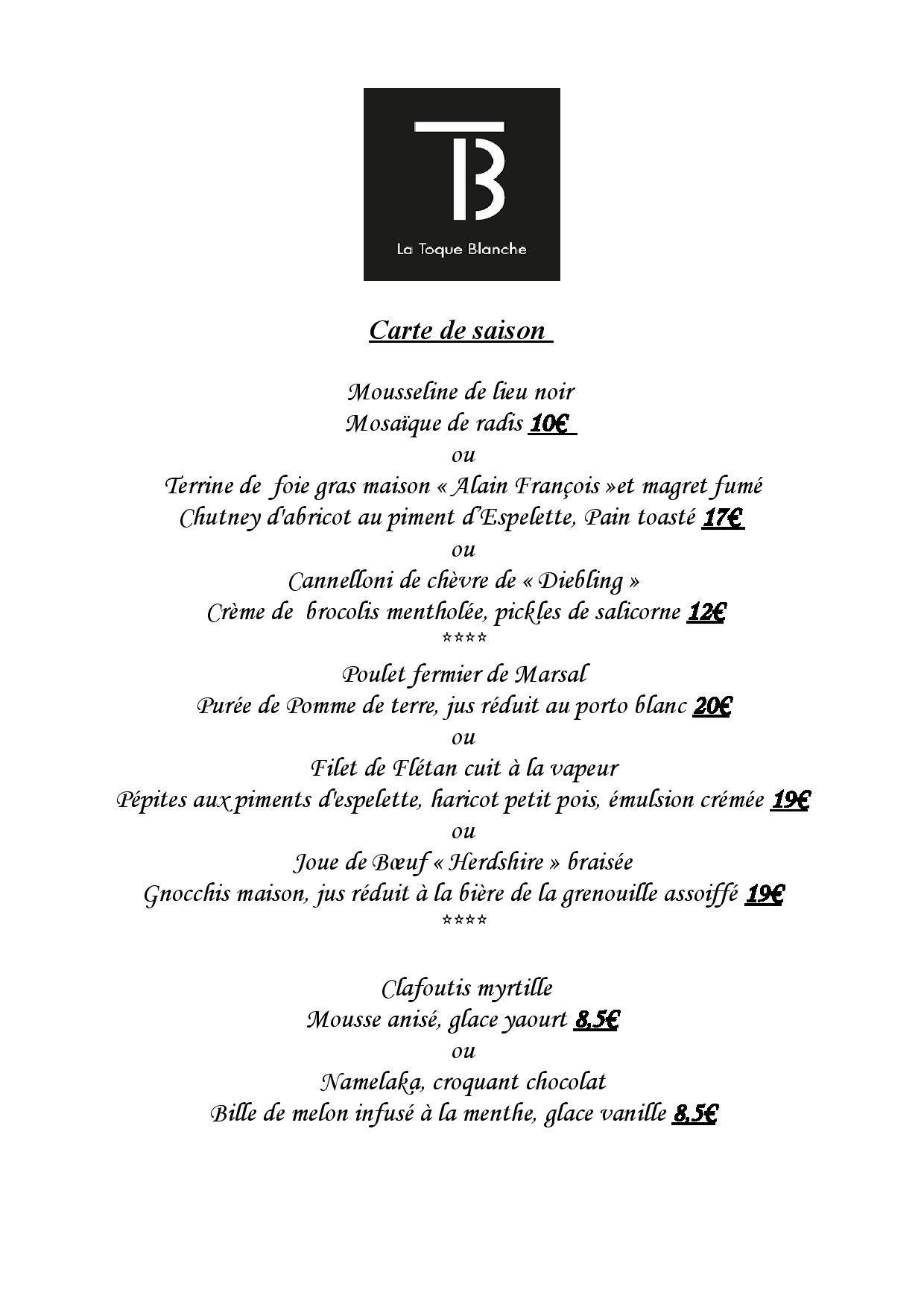 Restaurant La Toque Blanche à Bénestroff (57670) - Applications : Menu ...