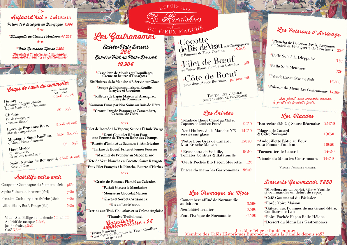 Restaurant Les Maraîchers à Rouen (76000) - Carte des plats ...