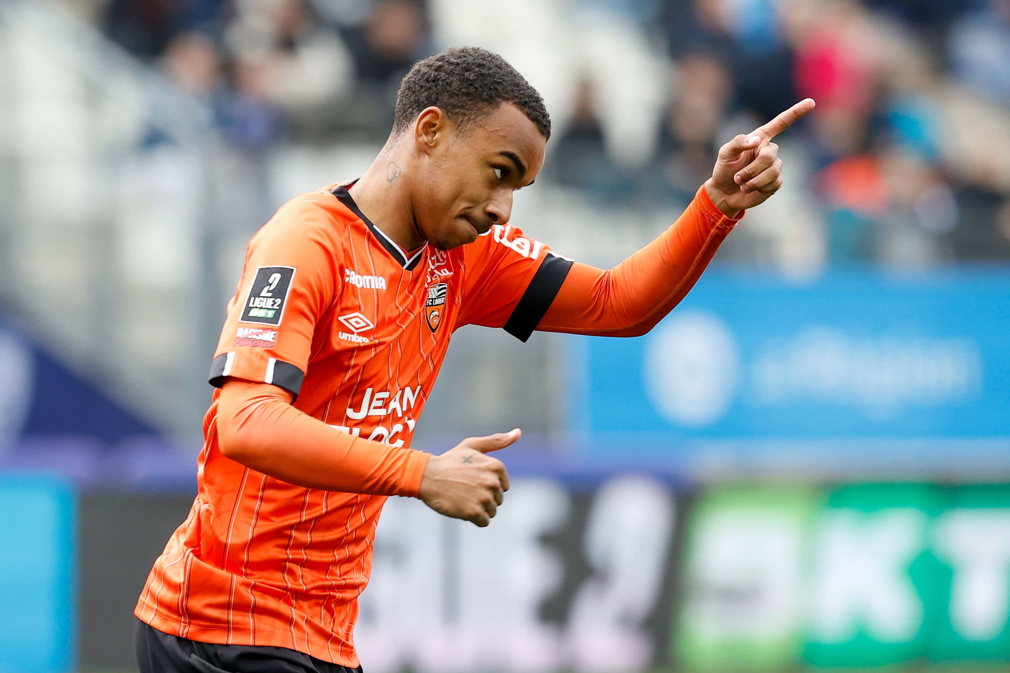 Eli Junior Kroupi at the double to keep Lorient top