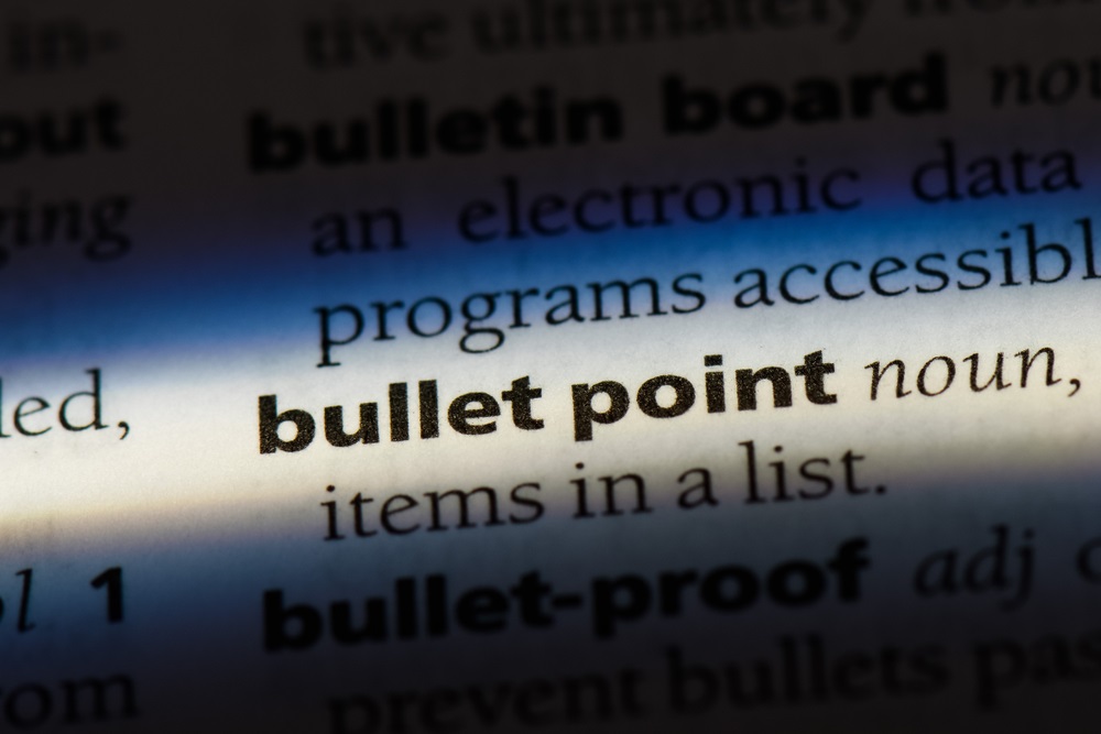 Bullet point : origine et conseils d'utilisations.