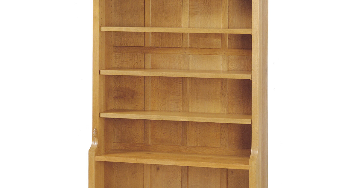 Mouseman Oak Bookcase with Five Shelves 3' 6" W