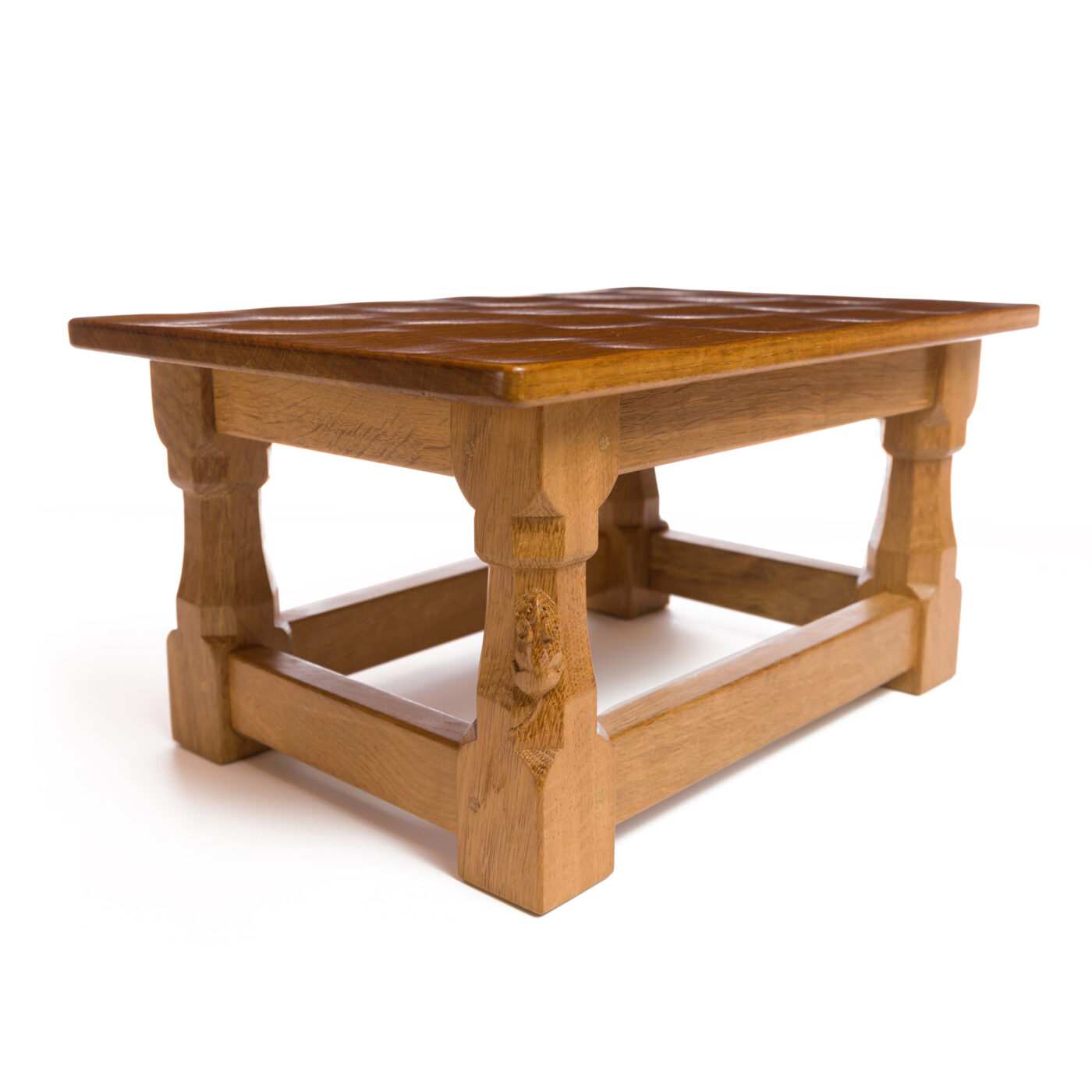 Mouseman Oak Footstool with Oak Top