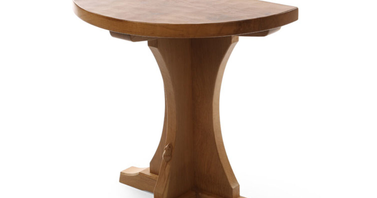 Mouseman Oak Half Round Hall Table