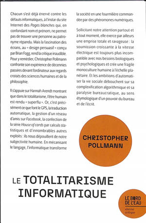 Christopher Pollmann - Le totalitarisme informatique