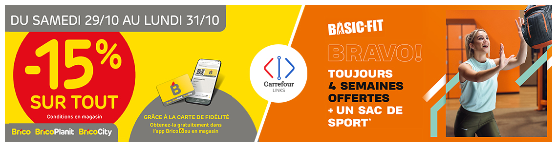 CARREFOUR LINKS PROPOSE DU DIGITAL SIGNAGE À BRICO ET BASIC-FIT - PUB