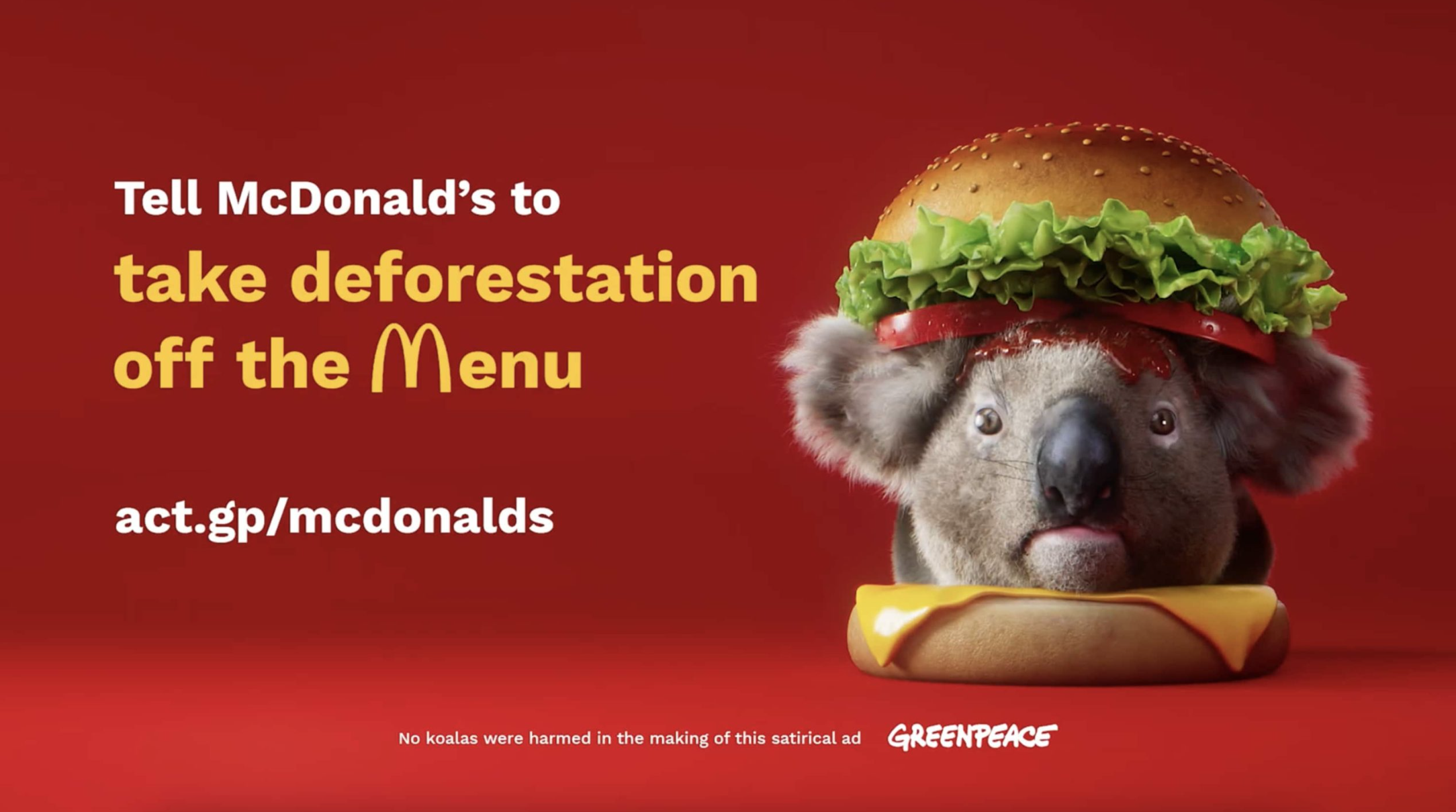 Greenpeace cuisine McDonald's avec un "Koala Burger" - PUB