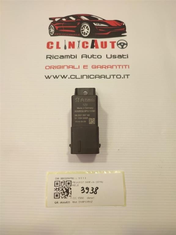 RELÈ PEUGEOT 3008 Serie 9803299780 DV6FC/BHZ diesel 1560 (09>16)