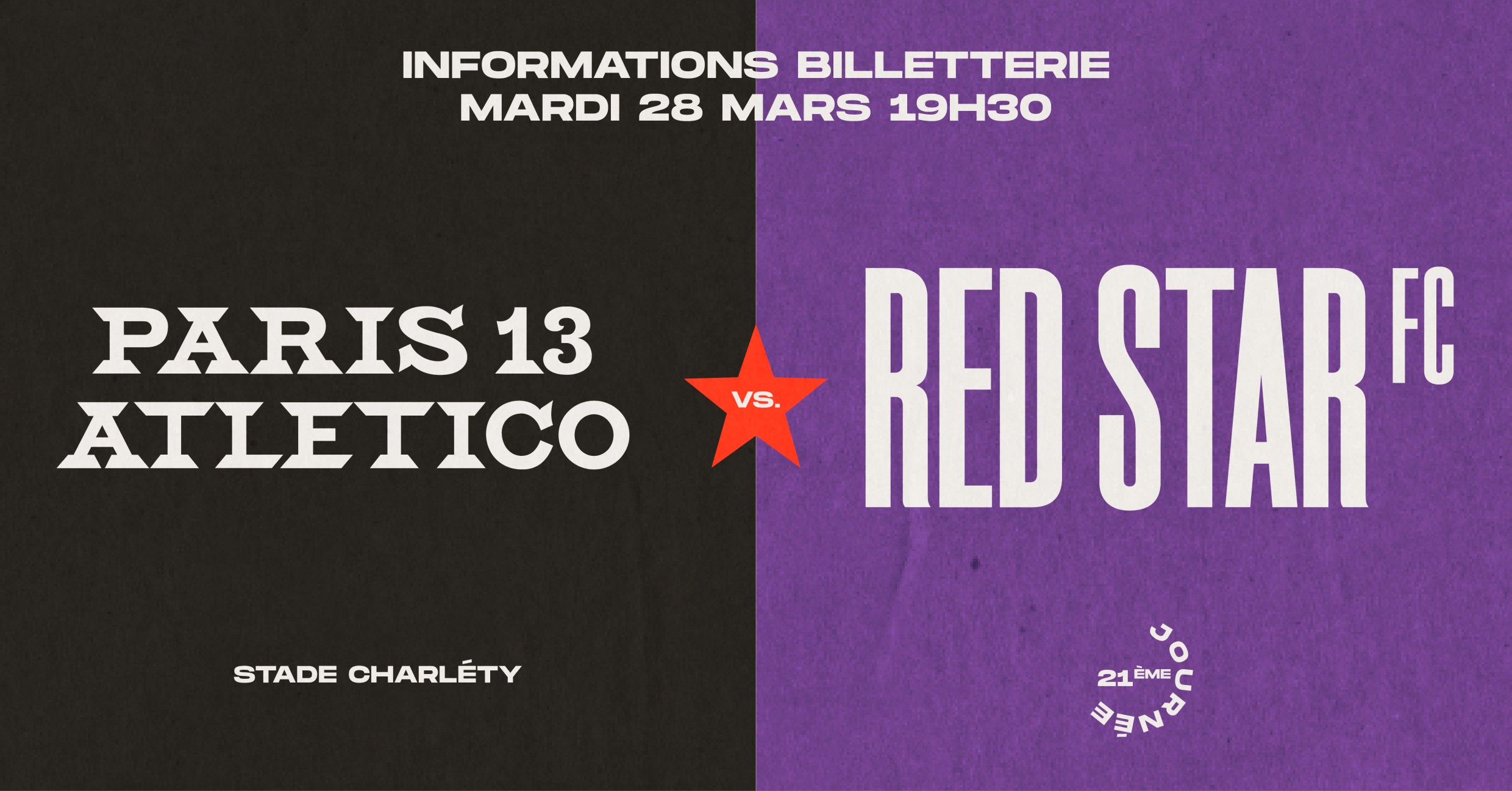PRÉVENTES BILLETTERIE : PARIS 13 ATLETICO / RED STAR FC | Red Star ...