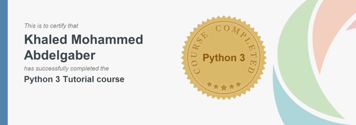 python programming certificates - Khaled Mohammed - 121 | شغل أون لاين
